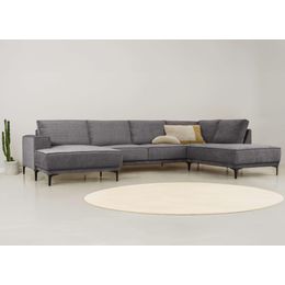 Wohnlandschaft OTTO HOME, B:345cm H:85cm T:210cm, grau, 100% Polyester, Sofas, "XXL Sofa Oland, Struktur, Flachgewebe, Luxus-Microfaser, Boucle",