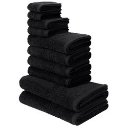 Handtuch Set my home, schwarz, Frottier, Obermaterial: 100% Baumwolle, Handtuch-Sets, "Regona, als 10 tlg Set und Serie, Premium Handt&uuml;cher, 500
