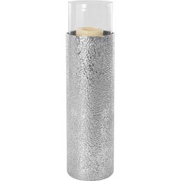 OTTO HOME Windlicht, B/H/T: 81cm, silber, Garten, Kerzenhalter, Bodenwindlicht, aus Metall, mit Glaseinsatz, ideal f&uuml;r Stumpenkerzen