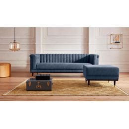 Hocker Home Affaire, B:70cm H:46cm T:64cm, blau, Luxus-Microfaser Lederoptik (100% Polyester);Samtoptik (100% Polyester), Wohnzimmer, Hocker,