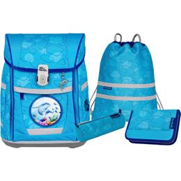 McNeill Kinder Schulranzen "Tenero, Bubble", blau, Polyester, Rucks&auml;cke, inkl. Federm&auml;ppchen, Turnbeutel, Schlamperrolle & Motivmagnet