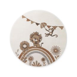 Villeroy & Boch Kinderteppich VILLEROY & BOCH, H:9mm &Oslash;:160cm, beige, Polypropylen, Teppiche, "Roar like a Lion Teppich", Spielteppich weich, Kinderzimmer, Boho Kids