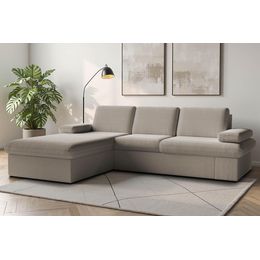 Sit & More Ecksofa SIT & MORE, B:247cm H:82cm T:171cm, grau, 95% Polyester, 5% Polyamid, Sofas, "Moreno L-Form, B: 247 cm", mit Armteilverstellung, optional