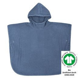 W&ouml;rner Badeponcho W&Ouml;RNER, L:60cm, blau, Baumwoll-Webfrottier, Hausm&auml;ntel, "at home", Biobaumwolle, maschinenwaschbar, trocknergeeignet