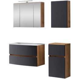 Badezimmer-Set Welltime, B:120cm H:200cm T:49cm, grau, Kastenm&ouml;bel-Sets, "Kaunas", Breite 120 cm, Soft Close Funktion