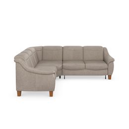 Ecksofa Home Affaire, B:270cm T:250cm, grau, 100% Polyester, Wohnzimmer, Sofas, "Caldera L-Form", Federkern, wahlweise mit Kopfteilverstellung,
