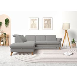 Sit & More Ecksofa SIT & MORE, B:250cm H:91cm T:220cm, silber, 90% Polyester 10%Polyamid, Wohnzimmer, Sofas, "Romero L-Form", wahlweise mit oder ohne