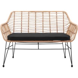 Sitzbank Salesfever, B:120cm H:85cm T:69cm, schwarz, Metall, Polypropylen, Esszimmer, Sitzbänke, "Wels Komfortable Bank", Indoor- und Outdoor geeignet