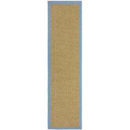Teppich FLAIR RUGS, B:60cm H:6mm L:230cm, blau, Kunstfaser, Wohnzimmer, Teppiche, "Sisal Look", Sisal Look Border Indoor Outdoor Bodenl&auml;ufer Teppich