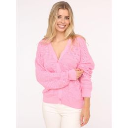 Zwillingsherz Damen Strickjacke ""Lochstrick Uni"", rosa, Gr. L, Strick, Obermaterial: 60% Viskose, 40% Baumwolle, Strickjacken, Lochstrick-Muster,