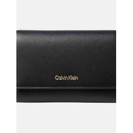 Calvin Klein Damen Geldbörse "FOIL LOGO TRIFOLD W/ ZIP POCKET", schwarz, Lederimitat, unifarben, Kleinlederwaren, Damen Geldbeutel, Portemonnaie in