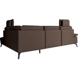 Ecksofa Alina, B:267cm H:118cm T:210cm, braun, Struktur GBA (100% Polyester), Wohnzimmer, Sofas, inkl. Kopfst&uuml;tzen, wahlweise mit Relaxfunktion,