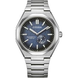 Citizen Herren Automatikuhr "Super Titanium Zenshin 60", silber, Armbanduhren, Armbanduhr, Herren, Mechanische Uhr, Titan, analog, dezentrale Sekunde