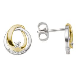 Firetti Damen Paar Ohrstecker "Schmuck Geschenk Gold 375 Ohrschmuck Ohrringe Fantasie", 11mm, 0,08 P2 = erkennbare Einschlüsse, Diamanten Gelbgold