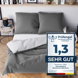Bettw&auml;sche WOLKENFELDhellgrau, dunkelgrau, Microfaser, Obermaterial: 100% Polyester, Bettw&auml;sche, "Wolkenfeld Bettw&auml;sche Allergiker Bettw&auml;sche,