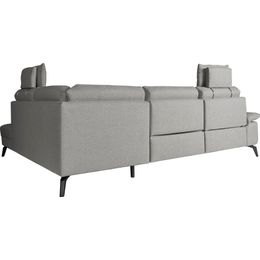 Ecksofa Alina, B:267cm H:118cm T:210cm, grau, Struktur GBA (100% Polyester), Wohnzimmer, Sofas, inkl. Kopfst&uuml;tzen, wahlweise mit Relaxfunktion,