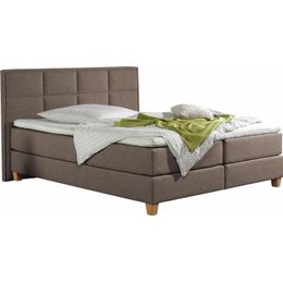 Boxspringbett Home Affaire, B:111cm L:209cm, braun, Struktur fein (100% Polyester), Komplettbetten, "Casey", in 5 Breiten, 3 Ausf&uuml;hrungen, 2