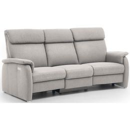 3-Sitzer Home Affaire, B:218cm H:107cm T:104cm, grau, Sofas, "Turin mit Steckdose und USB-Port auch in Easy care-Bezug", 2 x vollmotorische