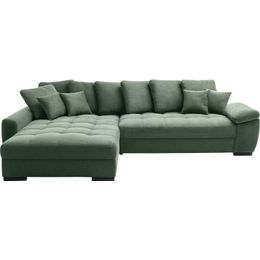 Ecksofa MR. COUCH, B:323cm H:92cm T:222cm, grün, 90% Polyester / 10% Nylon, Wohnzimmer, Sofas, "Richmond, L-Form mit Kaltschaum"