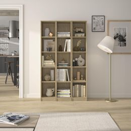 B&uuml;cherregal GAMI, B:33cm H:172cm T:30cm, beige, Holzwerkstoff, Wohnzimmer, Regale, "B&uuml;cherregal Iris", Praktisch und funktional f&uuml;r eine optimale