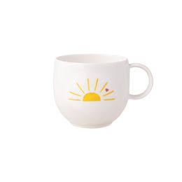 Villeroy & Boch VILLEROY & BOCH Becher "Henkelbecher Hello Sunshine With Love 290 ml weiß-gelb", gelb, Trinkgefäße