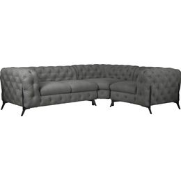 Chesterfield-Sofa Home Affaire, B:264cm H:75cm T:204cm, grau, Struktur (100% Polyester);Samtoptik (100% Polyester), Sofas, "Amaury L-Form", moderne