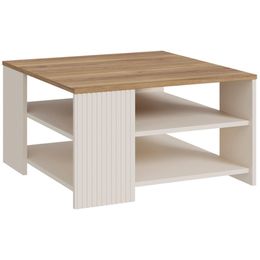 Couchtisch FORTE, B:80cm H:45cm T:80cm, beige, Wohnzimmer, Tische, "Oak Squere", Couchtisch, Ablageb&ouml;den, Lamellenoptik