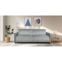 3-Sitzer DOREL HOME, B:209cm H:80cm T:91cm, grau, 100% Polyester, Sofas, "Allie Curved Schlafsofa 209 cm", Bettfunktion (110/190), verstellbare