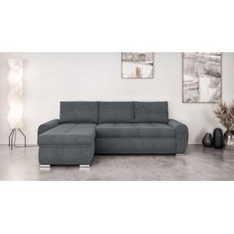 Ecksofa Home Affaire, B:237cm H:89cm T:166cm, grau, 95% Polyester, 5% Nylon, Wohnzimmer, Sofas, "HAVERHILL Schlafsofa mit Bettkasten, Maße B/H/T: