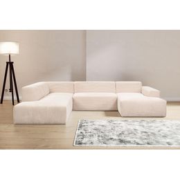 Wohnlandschaft WERK2, B:330cm H:70cm T:263cm, beige, 90% Polyester, 10% Nylon, Sofas, "Zeus viel Platz, Breite 330cm, modern und zeitlos, U-Form",