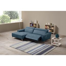 Ecksofa Egoitaliano, B:266cm H:95cm T:163cm, blau, Luxus-Micofaser Lederoptik (100% Polyester) ist ein neues technisches Gewebe mit einem visuellen