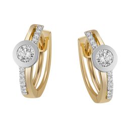 Firetti Damen Paar Creolen "Schmuck Geschenk Gold 585 Ohrschmuck Ohrringe Kreis rund Bicolor", 0,26 SI = kleine Einschlüsse, Gelbgold