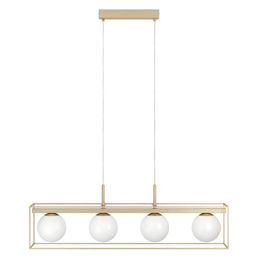 Eglo Hängeleuchte "VALLASPRA Pendellampe, Stahl, Glas, E14, IP20, Esszimmerlampe, Lampe", 4, H: 110cm, 1 Stk., weiß, Esszimmer, Leuchten, Hängelampe