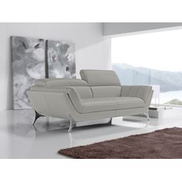 2,5-Sitzer Egoitaliano, B:218cm H:100cm T:110cm, silber, Leder &raquo;NUVOLE&laquo; (Echtes Rindsleder). Halbnat&uuml;rliches, halbnarbiges Rindsleder mit einer