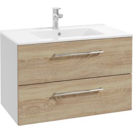Waschtisch Welltime, B:80cm T:46cm, braun, Spanplatte, Badezimmer, Waschtische, "Palermo", Badm&ouml;bel inkl. Waschbecken, Breite 80 cm