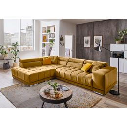 Ecksofa DIE PLANBAR, B:323cm H:73cm T:222cm, gelb, Wohnzimmer, Sofas, "MP-IN15053 L-Form breiter Schenkel", wahlweise mit Kopfteilverstellung und