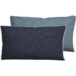 Kissenbezug Biberna, B:40cm L:80cm, blau, Flanell, Obermaterial: 100% Baumwolle, Outdoor, Kissenbez&uuml;ge, "Hermal Flanell mit Rei&szlig;verschluss,