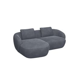 Wohnlandschaft FLEXLUX, B:217cm H:85cm T:146cm, grau, 100% Polyester, Sofas, "Torino, rund, L-Form, Sofa-Ecke mit Recamiere, Longchair-Sofa",