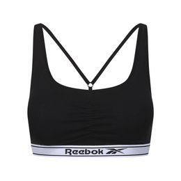 Reebok Damen Bustier ""Jackie"", Gr. XS, schwarz, Obermaterial: 95% Baumwolle, 5% Elasthan, bedruckt, unifarben, BHs, herausnehmbare Pads, bequem,