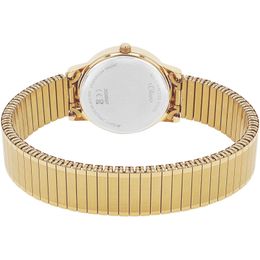 s.Oliver Damen Quarzuhr, gold, Armbanduhren, Armbanduhr, Damenuhr, Edelstahlarmband, Flexband, Zugband