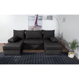 Wohnlandschaft Collection AB, B:220cm H:39cm T:158cm, grau, 100%Polyester, Sofas, "Pico U-Form", Wohnlandschaft,2 X Ottomane,Polyätherschaum