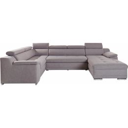 Sit & More Wohnlandschaft SIT & MORE, B:336cm H:93cm T:193cm, grau, Kunstleder SOFTLUX;Struktur ( 100% Polyester), Sofas, "Top Andiamo U-Form", mit
