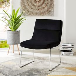 Sessel Home Affaire, B:61cm H:88cm T:74cm, schwarz, Samtvelours (100% Polyester), Wohnzimmer, Sessel, "Gil, Loungesessel Wohnzimmer", Samtvelours