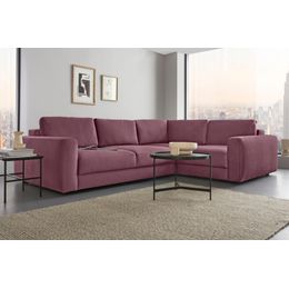 Ecksofa Places of Style, B:289cm H:84cm T:209cm, rosa, 100% Polyester, Wohnzimmer, Sofas, "Bloomfield, Mega Polsterecke, Breite 289cm, viel Platz,