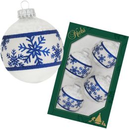 Weihnachtsbaumkugel "Schneeflockenband", 7cm, weiß, KREBS GLAS LAUSCHA, Weihnachtsbaumkugeln, Weihnachtsdeko, Christbaumschmuck, Christbaumkugeln aus