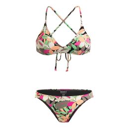 Roxy Damen Triangel-Bikini "Printed Beach Classics"anthrazit palm song s, Gr. XS, 87% Nylon, 13% Elasthan, Bikini-Sets