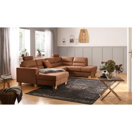 Wohnlandschaft Home Affaire, B:313cm H:100cm, braun, Sofas, "Navan, komfortabel mit viel Platz, U-Form", wahlweise mit Bettfunktion und Kopfstütze