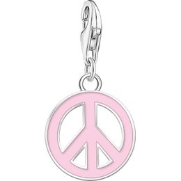 Thomas Sabo Damen Charm-Einhänger "Charm Peace-Zeichen Emaille Pink", silber, Silber 925 (Sterlingsilber), Charms