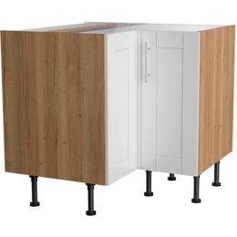 Eckunterschrank KOCHSTATION, B:90cm H:87cm T:58,4cm, braun, K&uuml;che, Schr&auml;nke, "KS-Ahus", Breite 90 x 90 cm