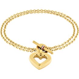 Tommy Hilfiger Damen Armkette "TOGGLE HEART", 17cm, Edelstahl, bunt, Edelstahl, Armbänder, mit Emaille